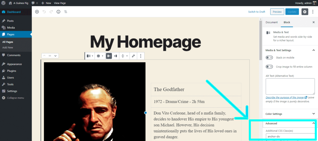 WordPress Scroll To Div On Mouse Scroll Using JavaScript